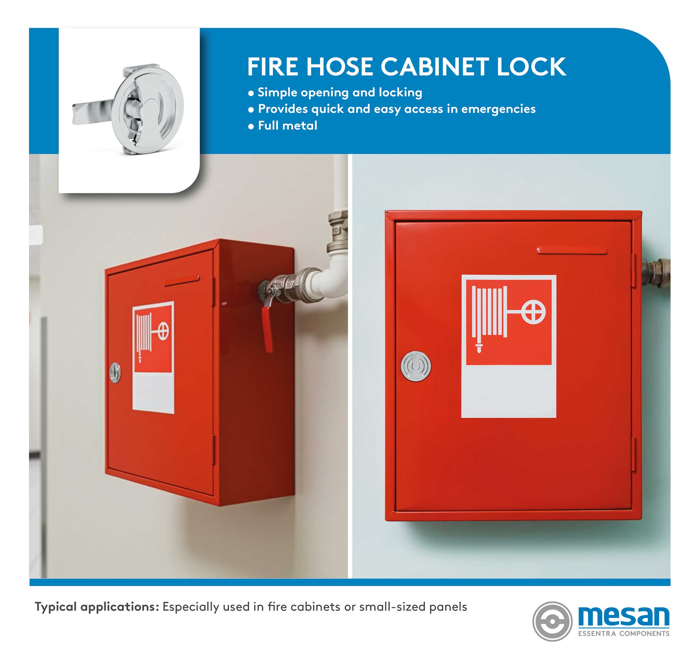 Fire Hose Cabinet Lock - Mesan Lock - Essentra plc Components